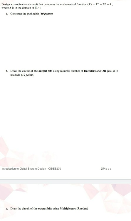 Solved Design A Combinational Circuit That Computes The