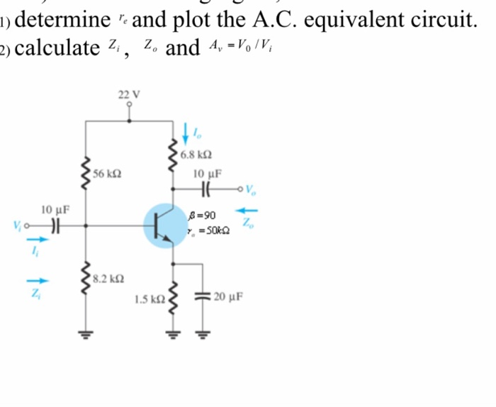 Solved 1) determine " and plot the A.C. equivalent circuit. | Chegg.com