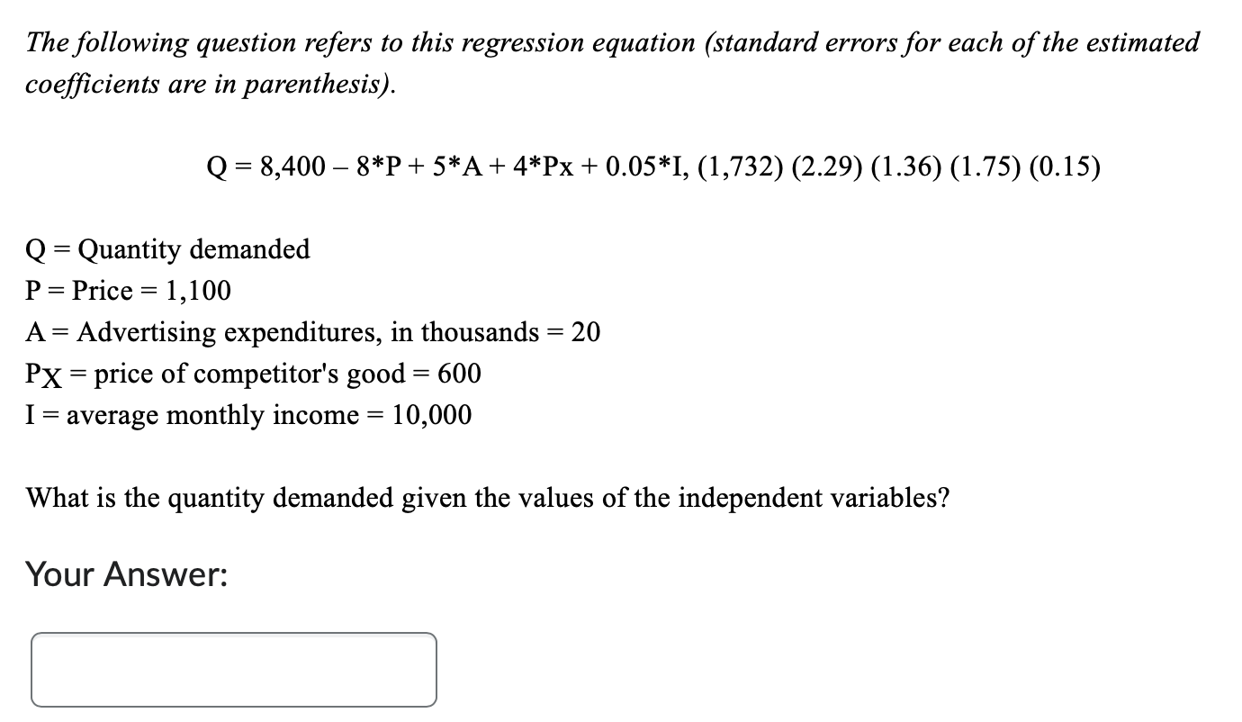 Solved The following question refers to this regression | Chegg.com