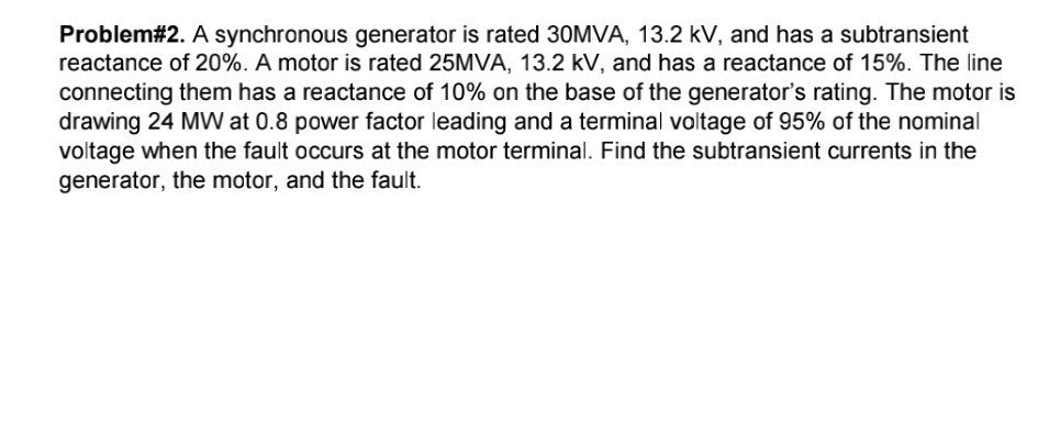 Solved Problem#2. A synchronous generator is rated 30MVA, | Chegg.com