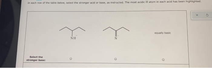 Solved In each row of the table below, select the stronger | Chegg.com
