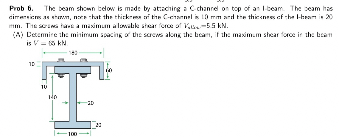 Solved Prob 6. ﻿The beam shown below is made by attaching a | Chegg.com