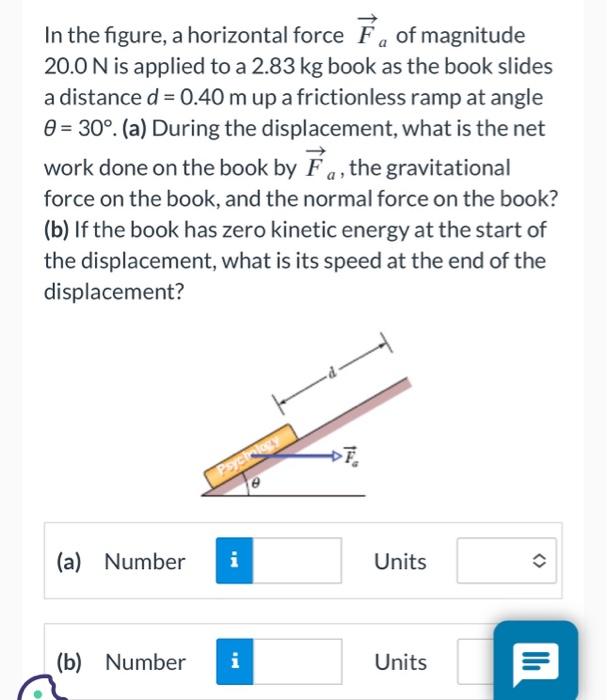 Solved In the figure, a horizontal force Fa of magnitude | Chegg.com