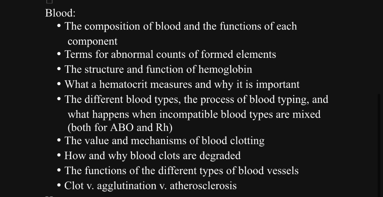 Solved Blood:The composition of blood and the functions of | Chegg.com