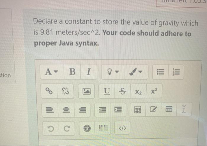 Solved Declare a constant to store the value of gravity | Chegg.com