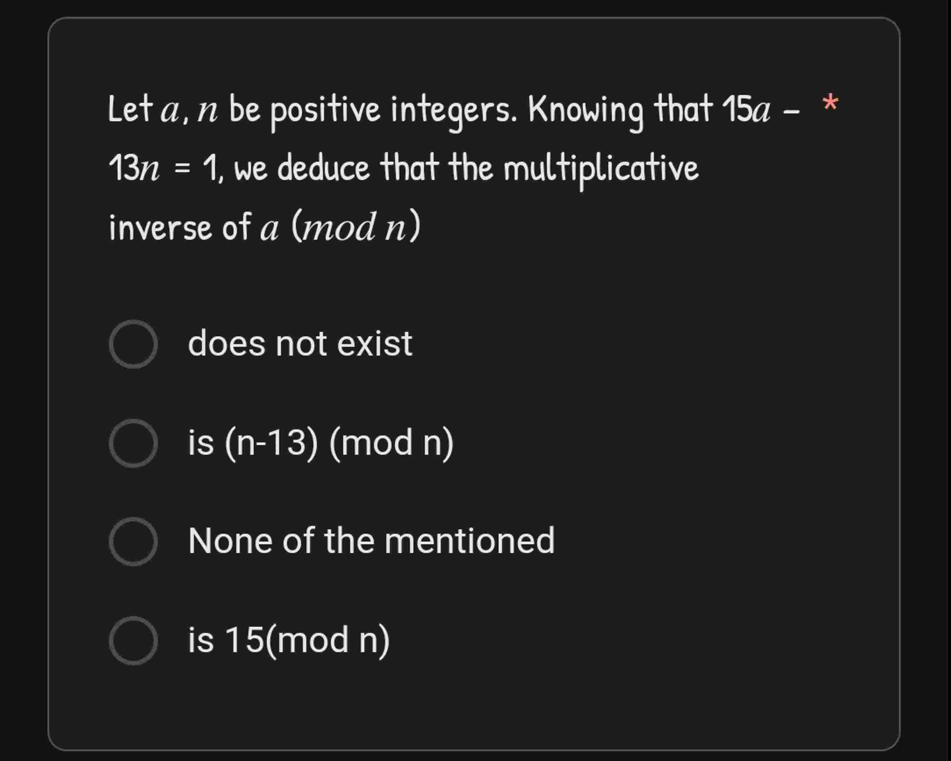 Let a,n be ﻿positive integers. Knowing that | Chegg.com