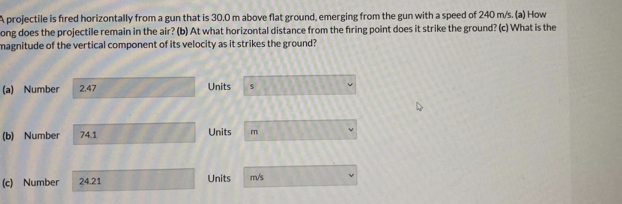 Solved A projectile is fired horizontally from a gun that is | Chegg.com