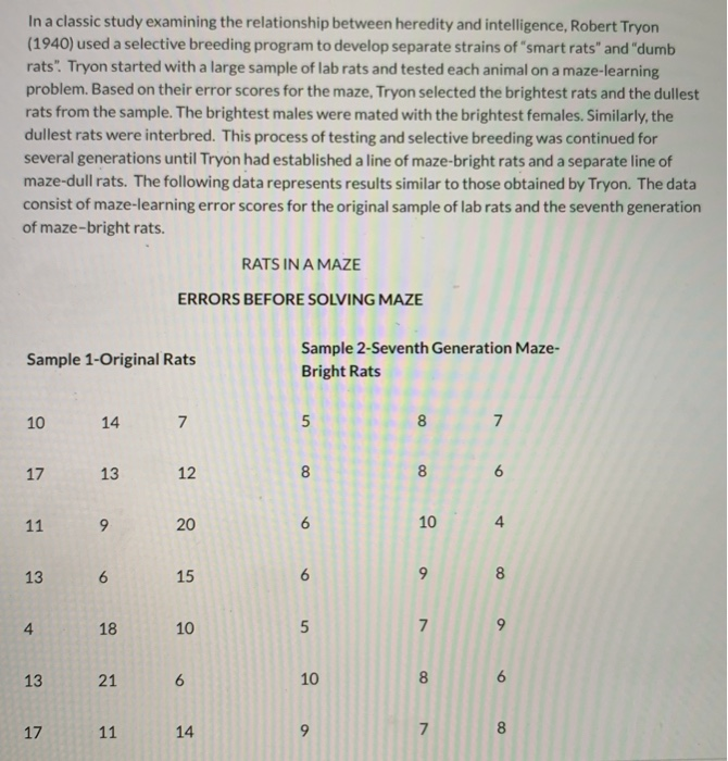 Solved In a classic study examining the relationship between | Chegg.com