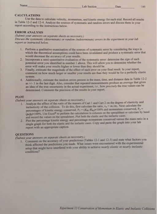 Name Lab Section Date Report On Experiment 12