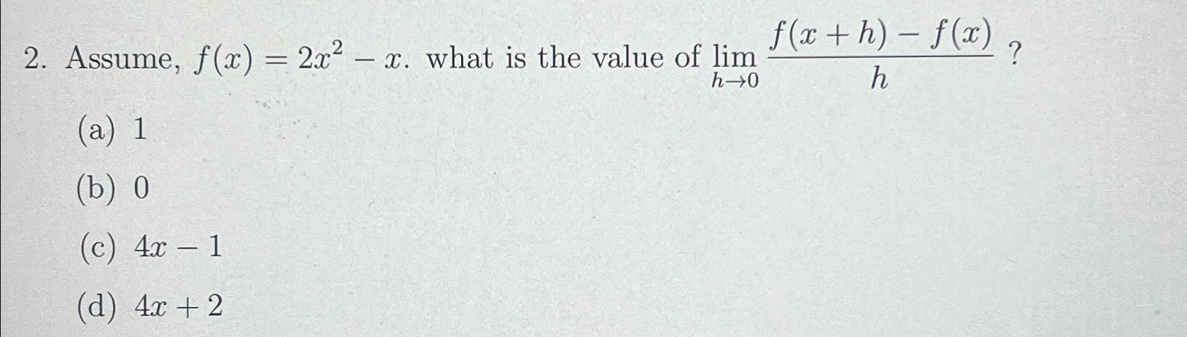 Solved Assume, f(x)=2x2-x. what is the value of | Chegg.com Solved Assume, f(x)=2x2-x. what is the value of | Chegg.com