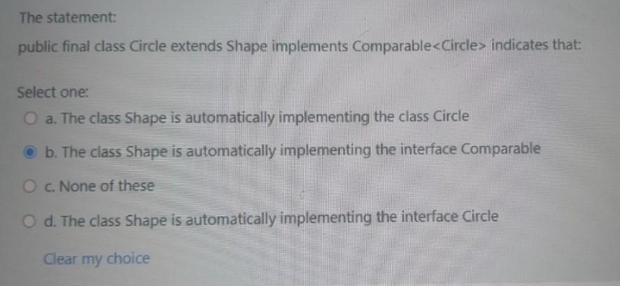 Solved The statement: public final class Circle extends | Chegg.com