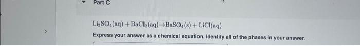 Solved Li2SO4(aq)+BaCl2(aq)→BaSO4( s)+LiCl(aq) Express your | Chegg.com