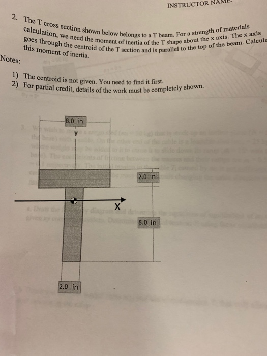 Solved INSTRUCTOR N 2. The T cross section shown below | Chegg.com