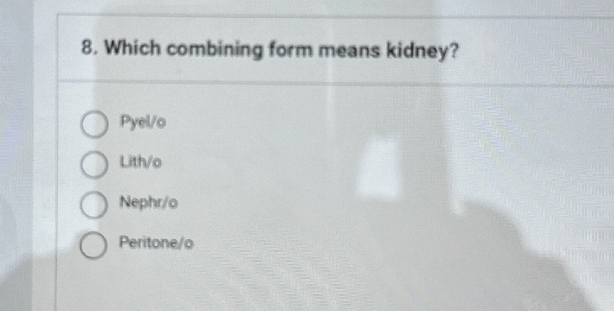 Solved Which combining form means | Chegg.com