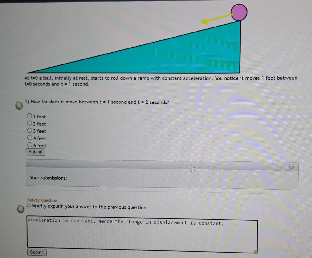 Solved At t=0 a ball, initially at rest, starts to roll down | Chegg.com