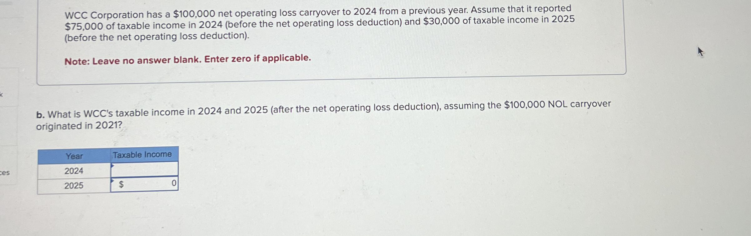 Solved WCC Corporation has a $100,000 ﻿net operating loss | Chegg.com