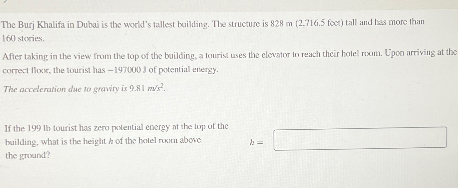 Solved The Burj Khalifa in Dubai is the world's tallest | Chegg.com