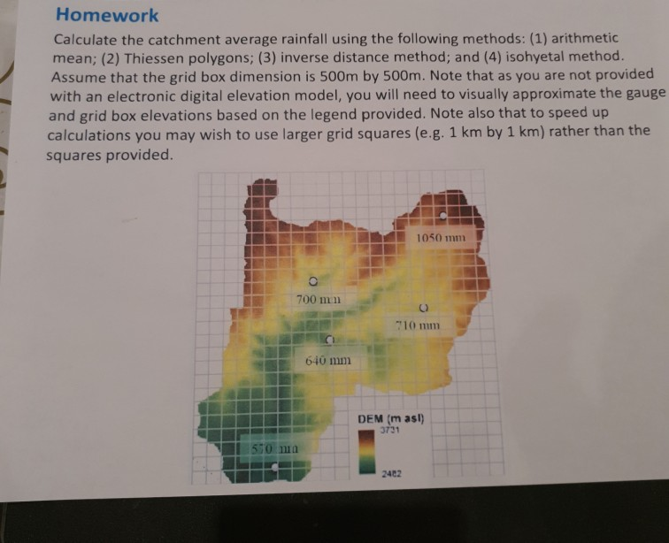 Solved Homework Calculate the catchment average rainfall | Chegg.com
