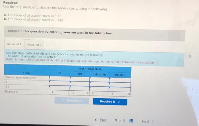 Solved \r\nRequired: Use the step method to allocate the | Chegg.com