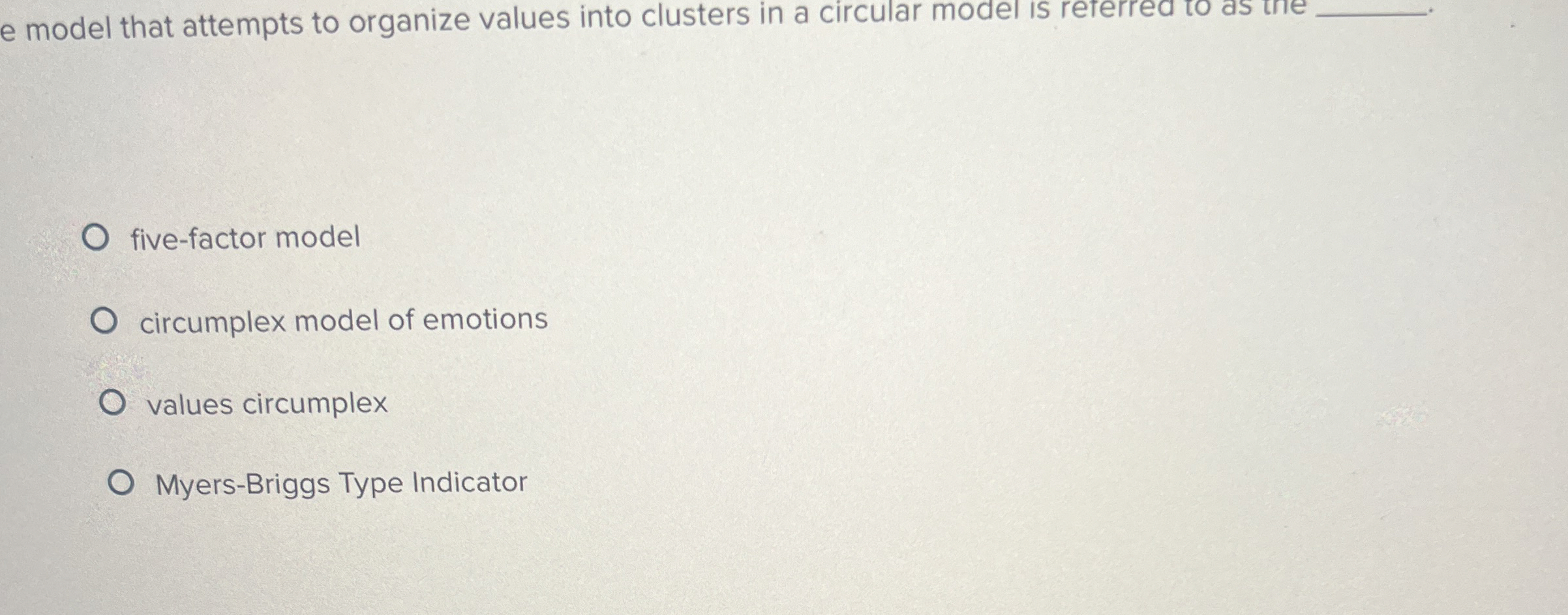 Solved e model that attempts to organize values into | Chegg.com