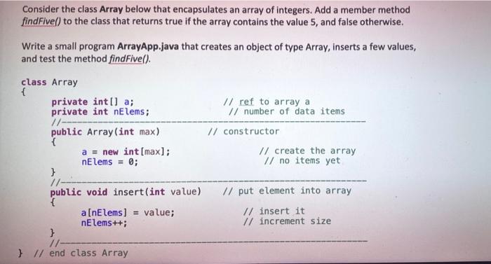 Solved Consider The Class Array Below That Encapsulates An