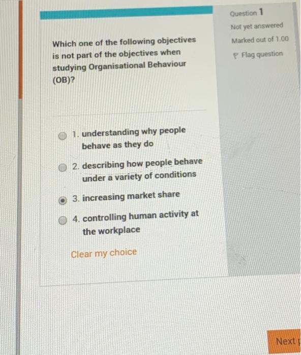 Which one of the following objectives is not part of | Chegg.com
