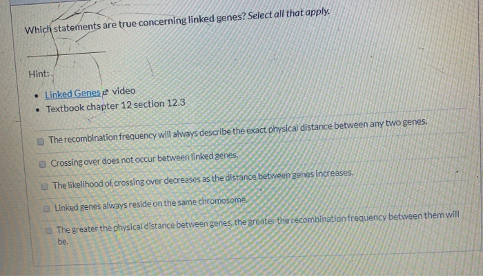 Solved Which statements are true concerning linked genes? | Chegg.com