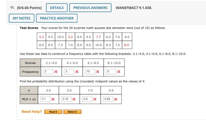 Solved Test Scores Your scores for the 20 surprise math | Chegg.com