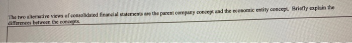 Solved The two alternative views of consolidated financial | Chegg.com