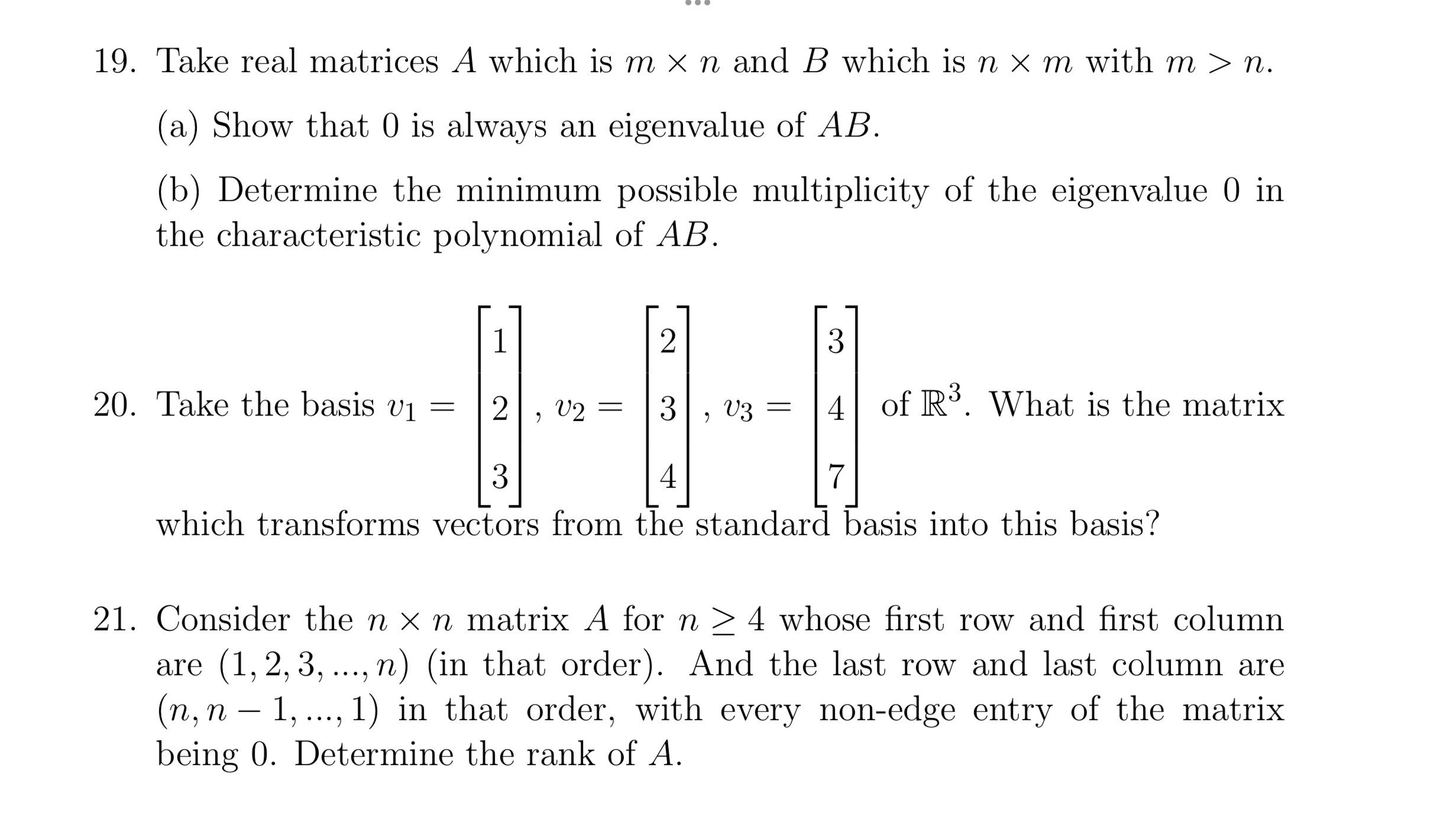 Solved Take real matrices A which is m×n ﻿and B ﻿which is | Chegg.com