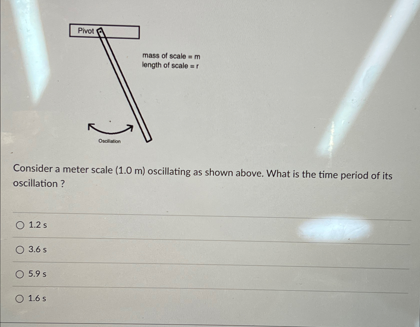 Solved Consider a meter scale (1.0m) ﻿oscillating as shown | Chegg.com