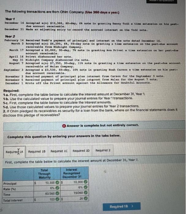 Solved The following transactions are from Ohim Company. | Chegg.com