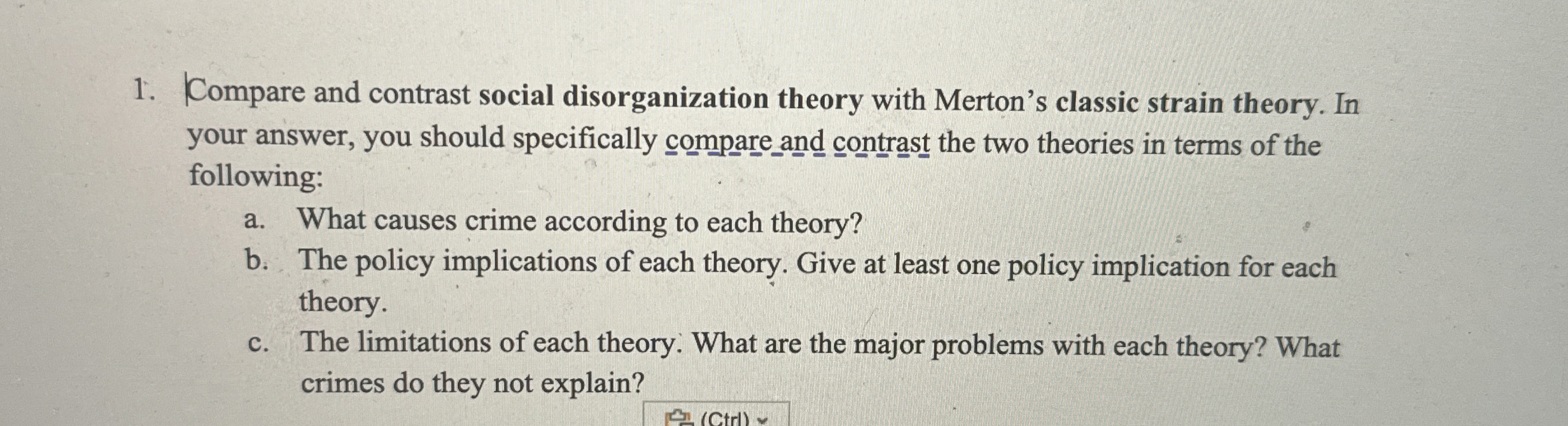Solved Compare and contrast social disorganization theory | Chegg.com