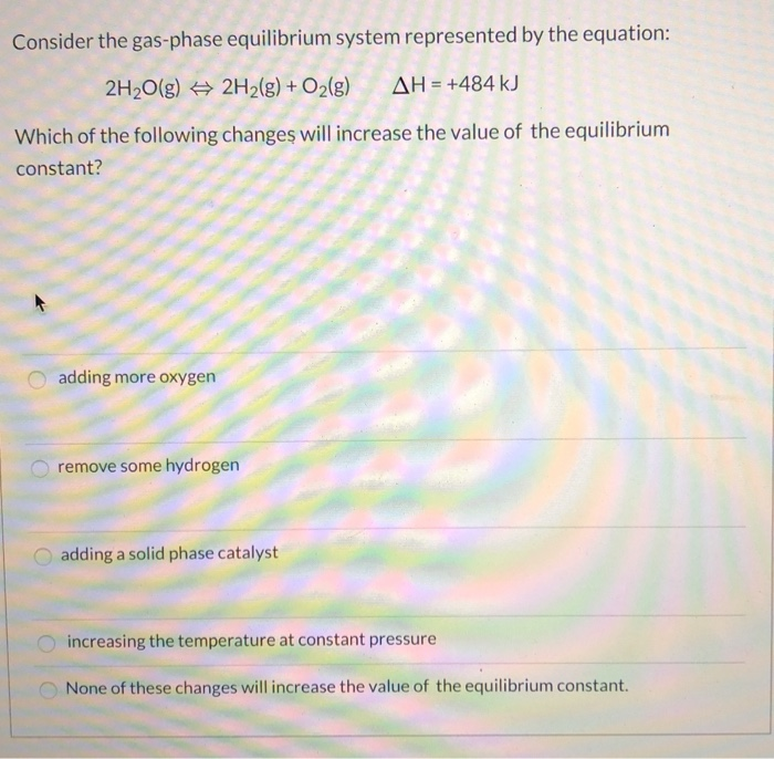 Solved Consider the gas-phase equilibrium system represented | Chegg.com