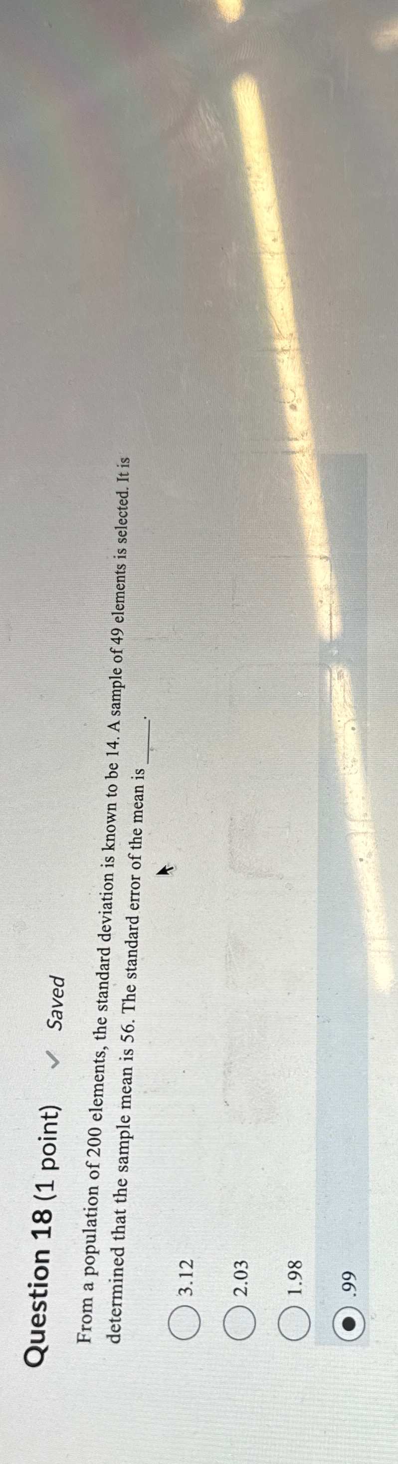 Solved Question 18 (1 ﻿point) ﻿SavedFrom a population of | Chegg.com