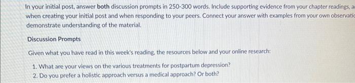In your initial post, answer both discussion prompts | Chegg.com