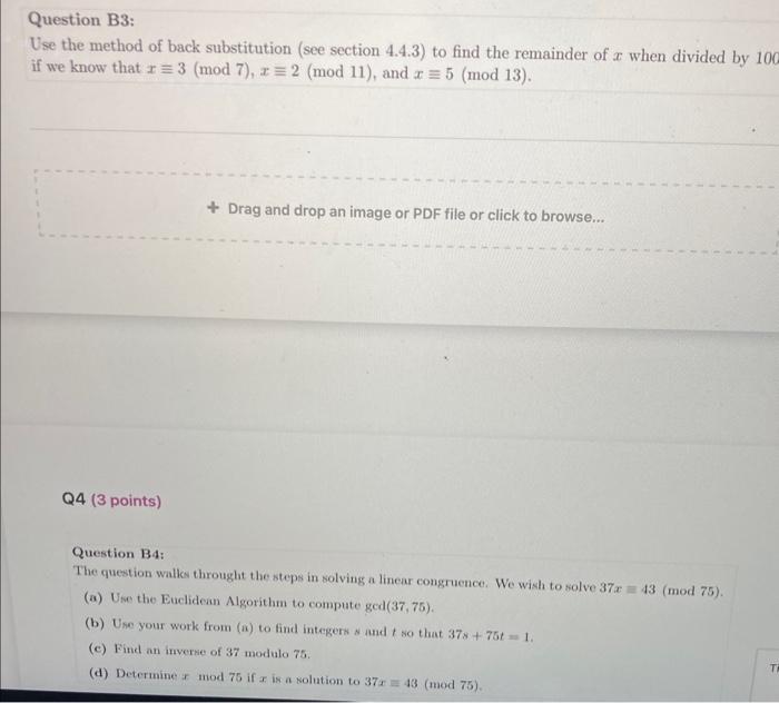 Solved Question B3: Use the method of back substitution (see | Chegg.com