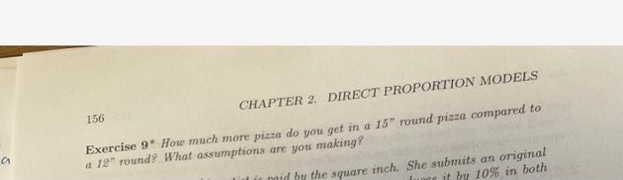 Solved CHAPTER 2. DIRECT PROPORTION MODELS 156 a Exercise 9* | Chegg.com