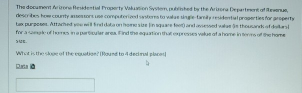 Solved The document Arizona Residential Property Valuation | Chegg.com