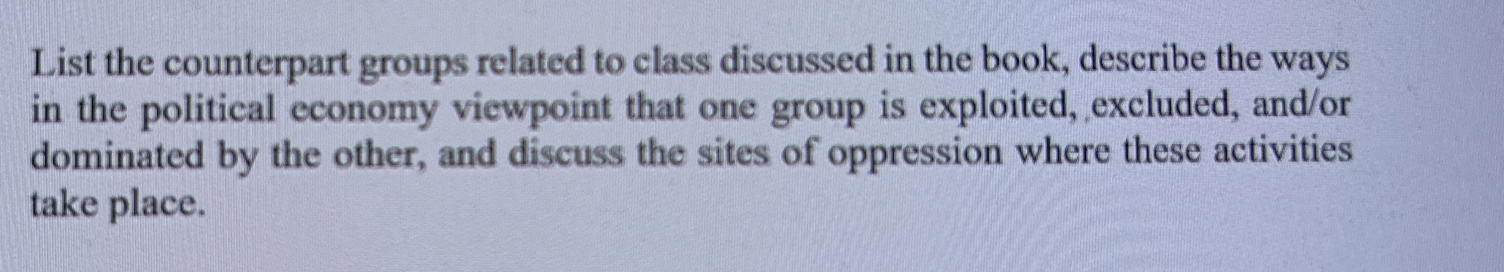 Solved List the counterpart groups related to class | Chegg.com