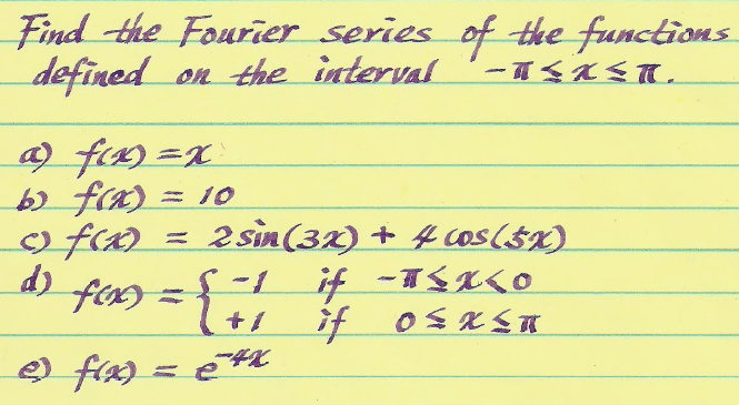 Find the Fourier series of the functionsdefined on | Chegg.com