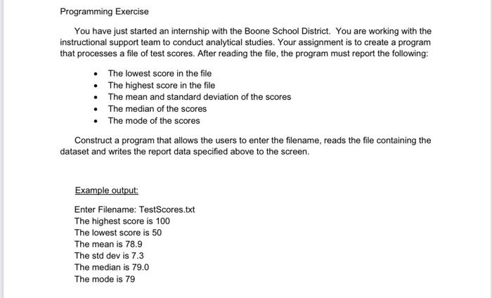 Solved Programming Exercise You have just started an | Chegg.com