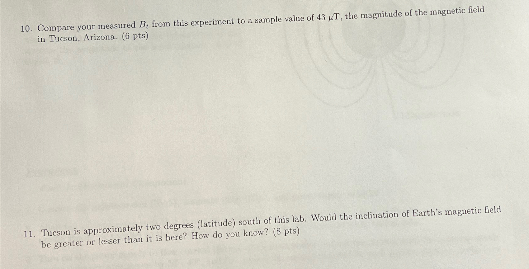 Solved Compare your measured Bt ﻿from this experiment to a | Chegg.com