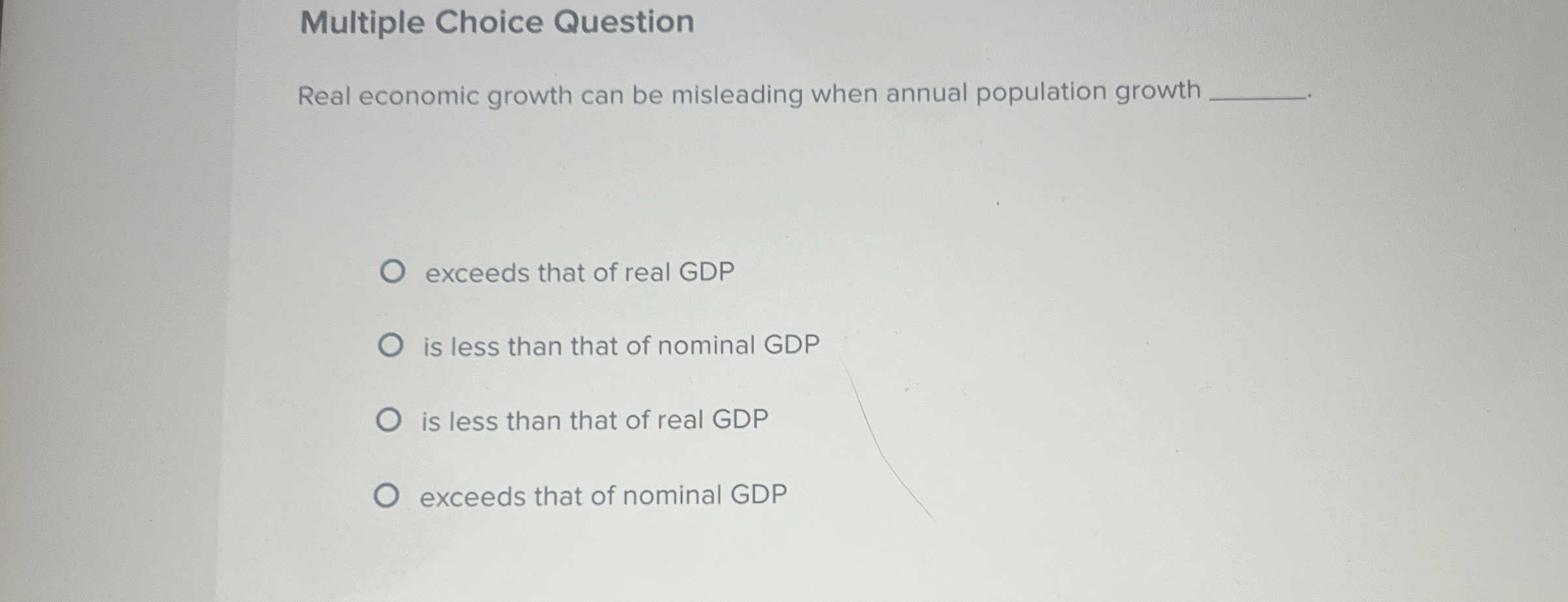 Solved Multiple Choice QuestionReal economic growth can be | Chegg.com