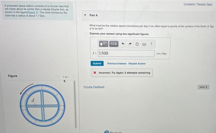 Solved Constants Periodic Table A proposed space station | Chegg.com