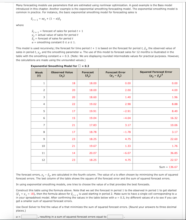 Solved Many forecasting models use parameters that are | Chegg.com
