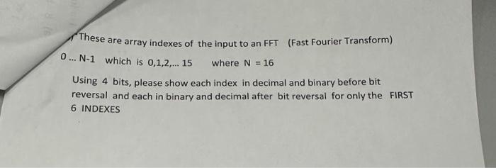 Solved These Are Array Indexes Of The Input To An Fft Fast 3073