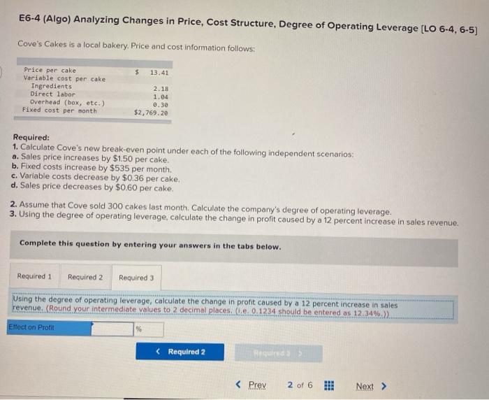 Solved E6-4 (Algo) Analyzing Changes in Price, Cost | Chegg.com