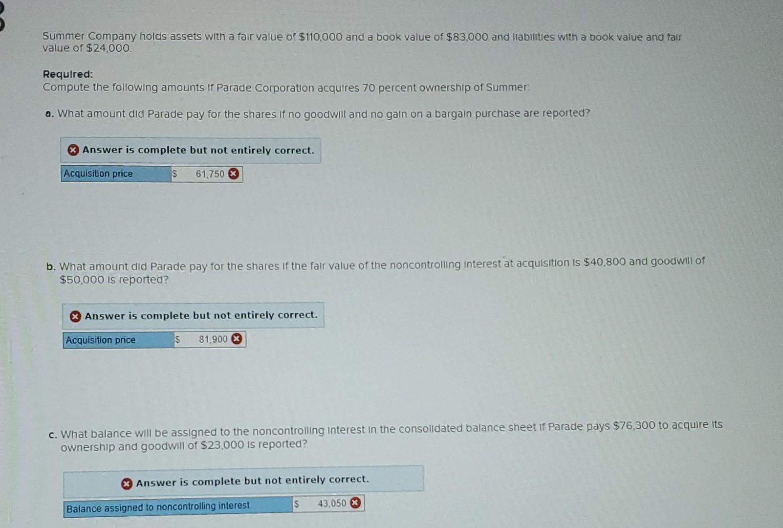 Solved Summer Company holds assets with a falr value of | Chegg.com