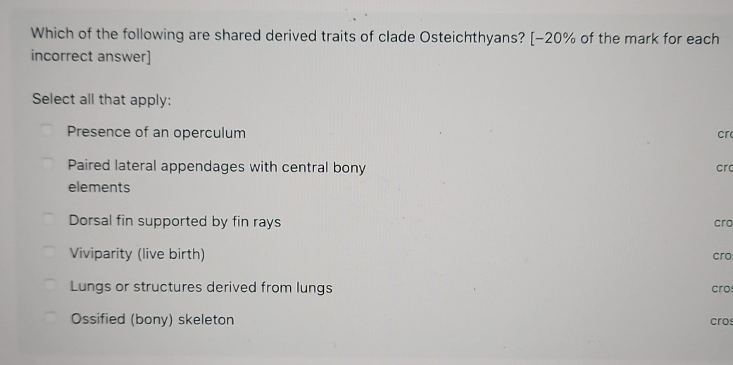 Solved Which of the following are shared derived traits of | Chegg.com